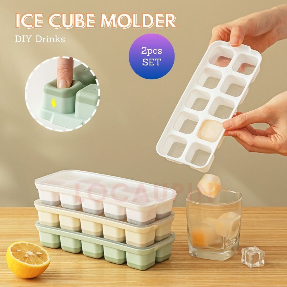 LOCAUPIN 2pcs Set of Ice Cube Molder Tray Storage DIY Summer Beverage ...
