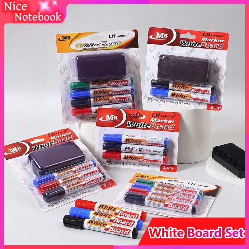 Whiteboard Marker Set with Whiteboard Eraser Dry Erase Pens for Office ...