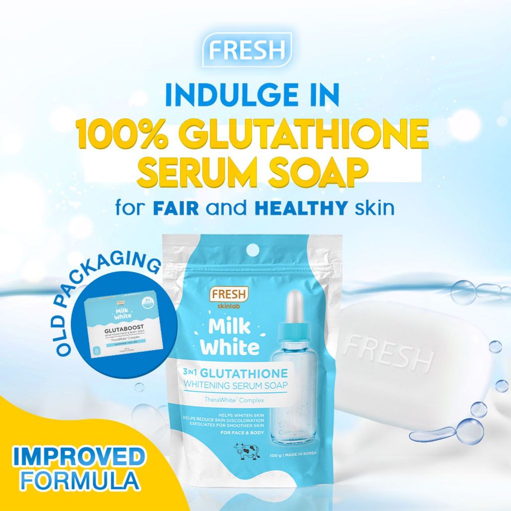 Fresh Skinlab Milk White 3In1 Glutathione Whitening Serum Soap 100G In ...