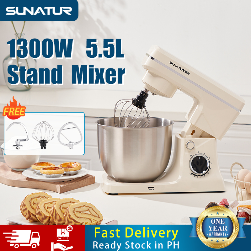 SUNATUR 5.5L Stand Mixer 1500W Planetary Small Food Processor Electric ...