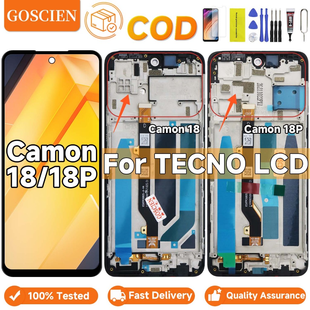 Original For LCD Tecno Camon 18 18P CH6 CH6n CH7n CH7 Display ...