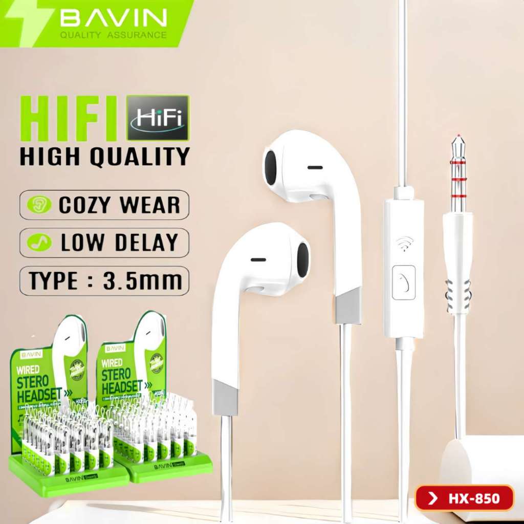BAVIN Headset HX850 3.5mm Jack Hi-Fi Stereo Sound Capsule Wired ...