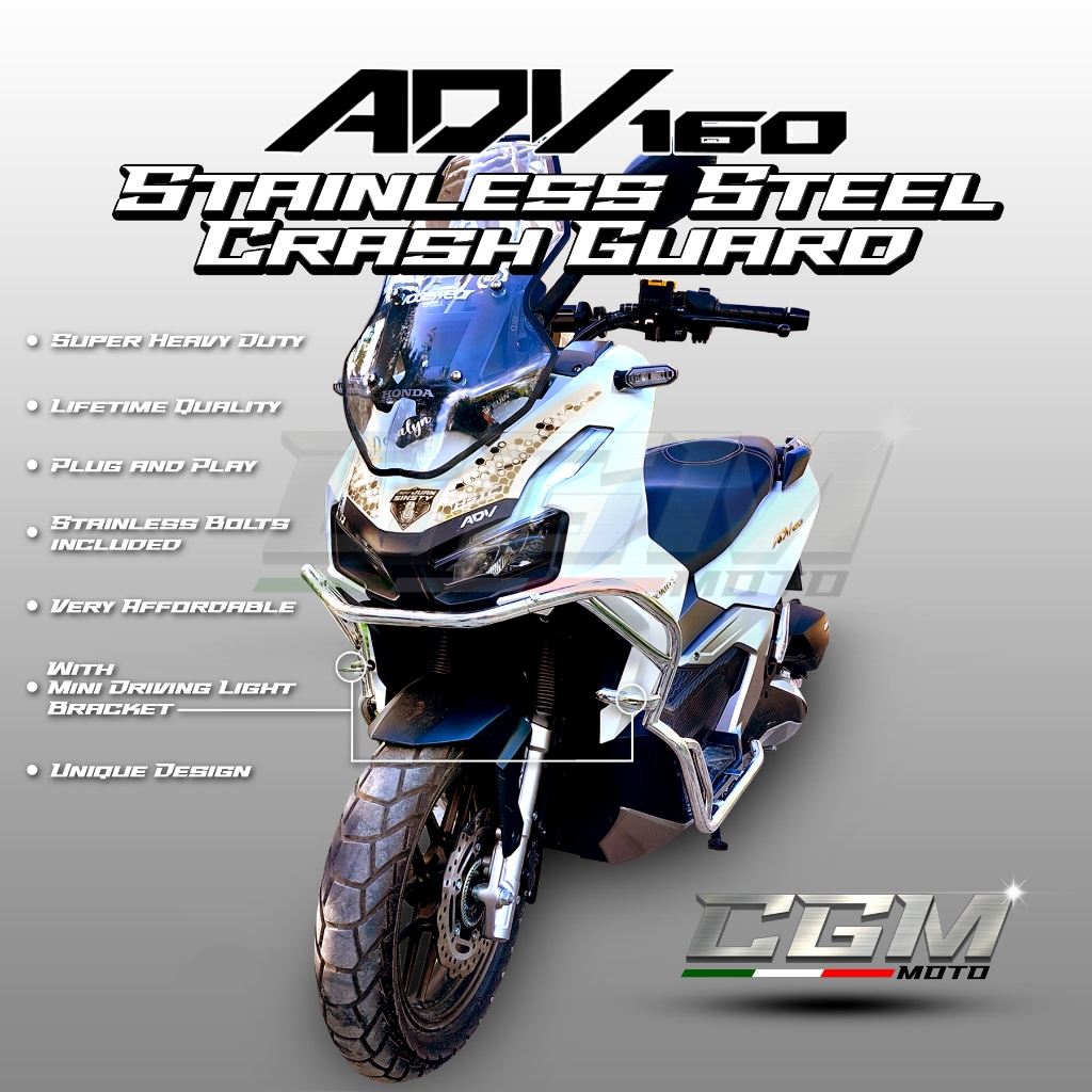 ADV 160 Full Armor Stainless Crash Guard• Stainless Half Crash Guard ...