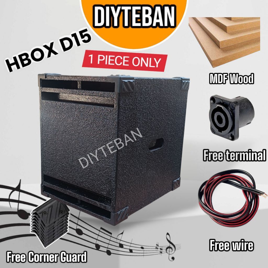 HALIMAW BOX D15 Standard 15 inches Black Textured and Plain version Bandpass Subwoofer Box ...