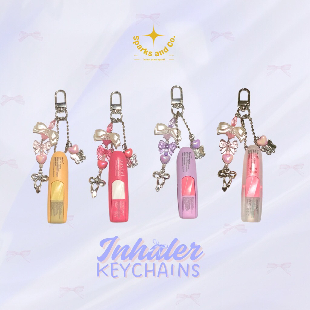 𝗜𝗻𝗵𝗮𝗹𝗲𝗿 𝗞𝗲𝘆𝗰𝗵𝗮𝗶𝗻𝘀 Cute Coquette 2-in-1 Pastel Twin Releaf Inhaler ...