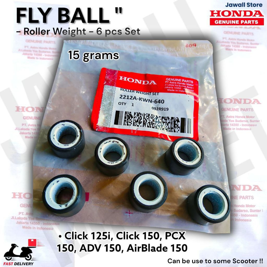 ROLLER WEIGHT SET (Fly Ball) – 6 pcs | 15g | Honda Genuine For Click ...