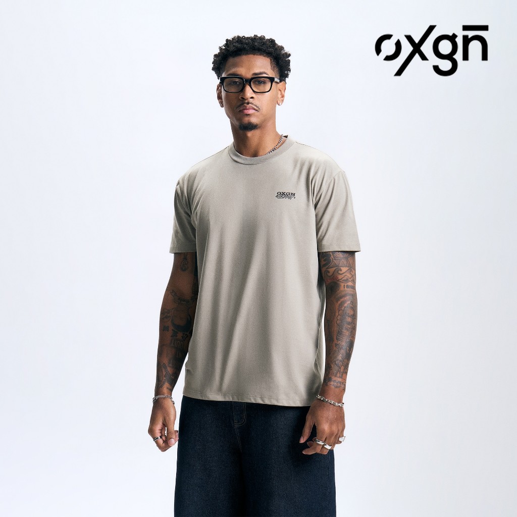 OXGN Crew Logo T-Shirt For Men (Moss Green/White) | Shopee Philippines