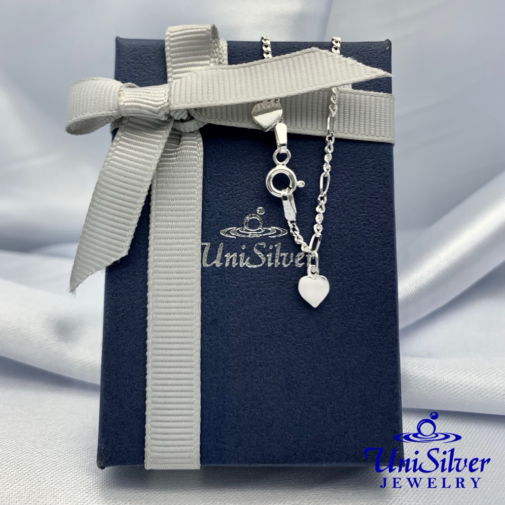 Unisilver 925 Sterling Silver Heart Charm Lady's Bracelet (LB1179-1070 ...