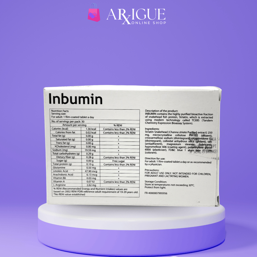 Inbumin 250mg Striatin Snakehead -- 30 tablets | Shopee Philippines