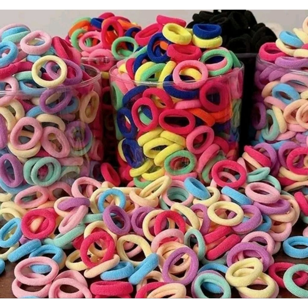 100 pcs High Quality Basic Elastic Nylon Hair Ties | Shopee Philippines