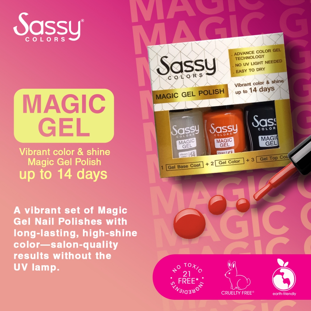 Sassy Colors Magic Gel Polish Set- No UV Needed 12ml x3 | Shopee Philippines