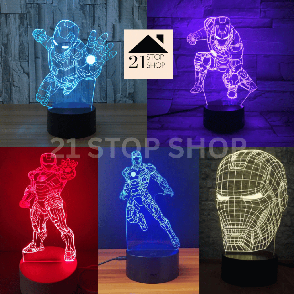 21SHOP IRON MAN Marvel 3D Acrylic LED Lamp [single/7 colors/16 colors ...