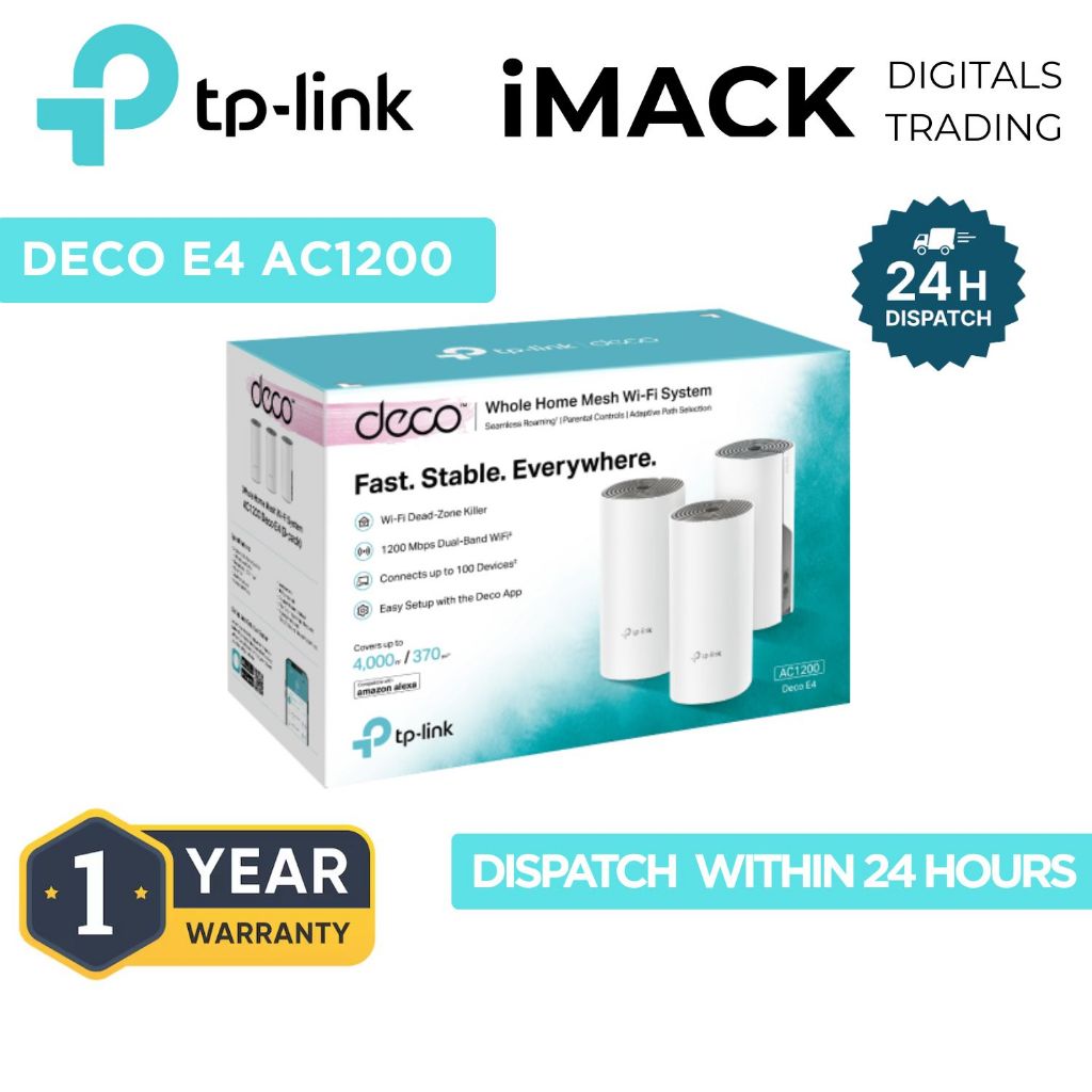 TP Link Deco E4 AC1200 Whole Home Mesh Wi-Fi System | Wifi Mesh Router ...