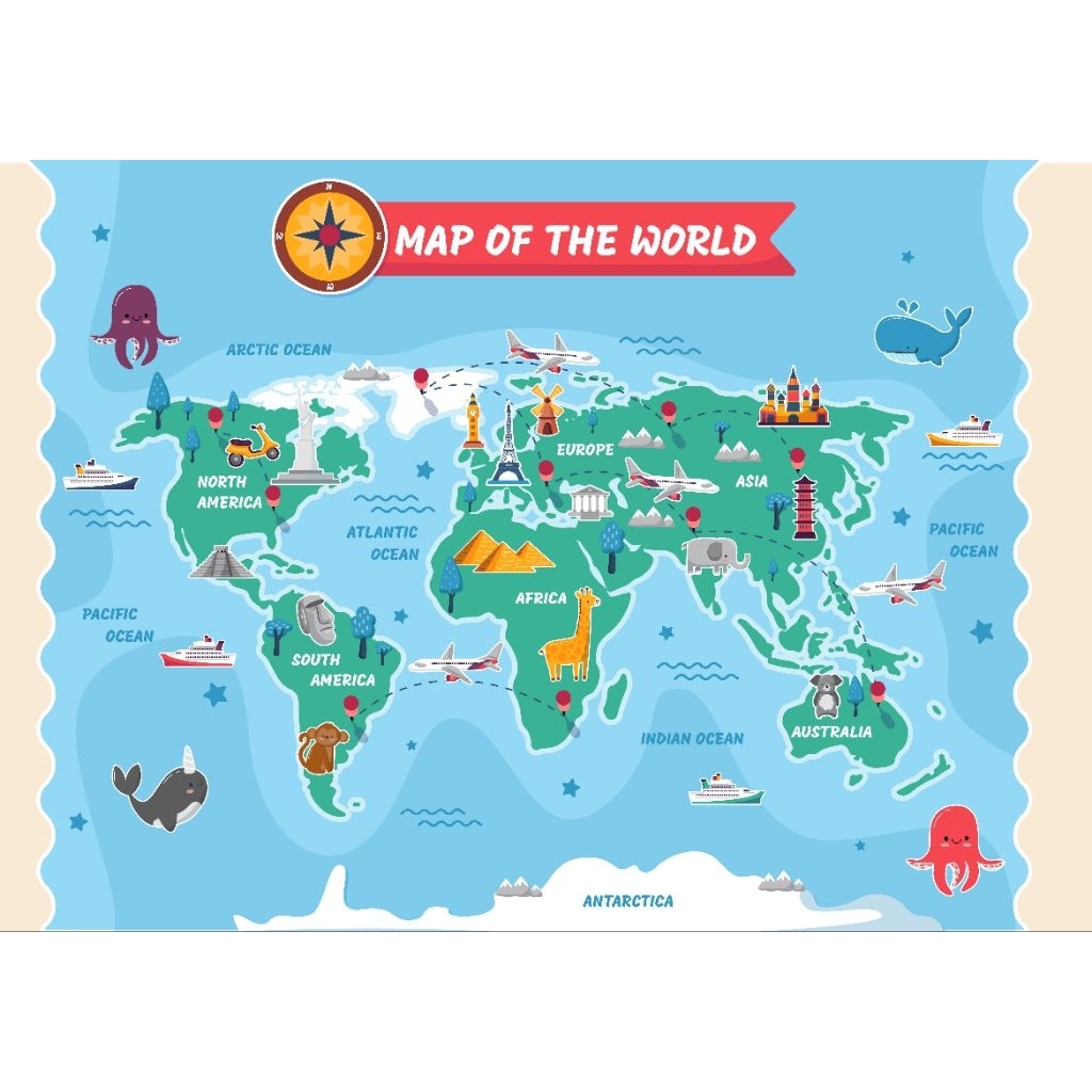Map of the World Educational Chart A4 Laminate | Shopee Philippines