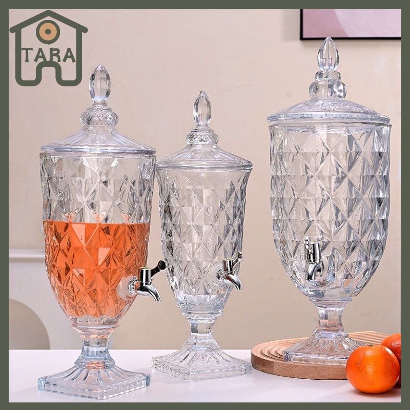 2L Glass Juice Dispenser With Tap Beer Dispenser Elegant Juice Beverage ...
