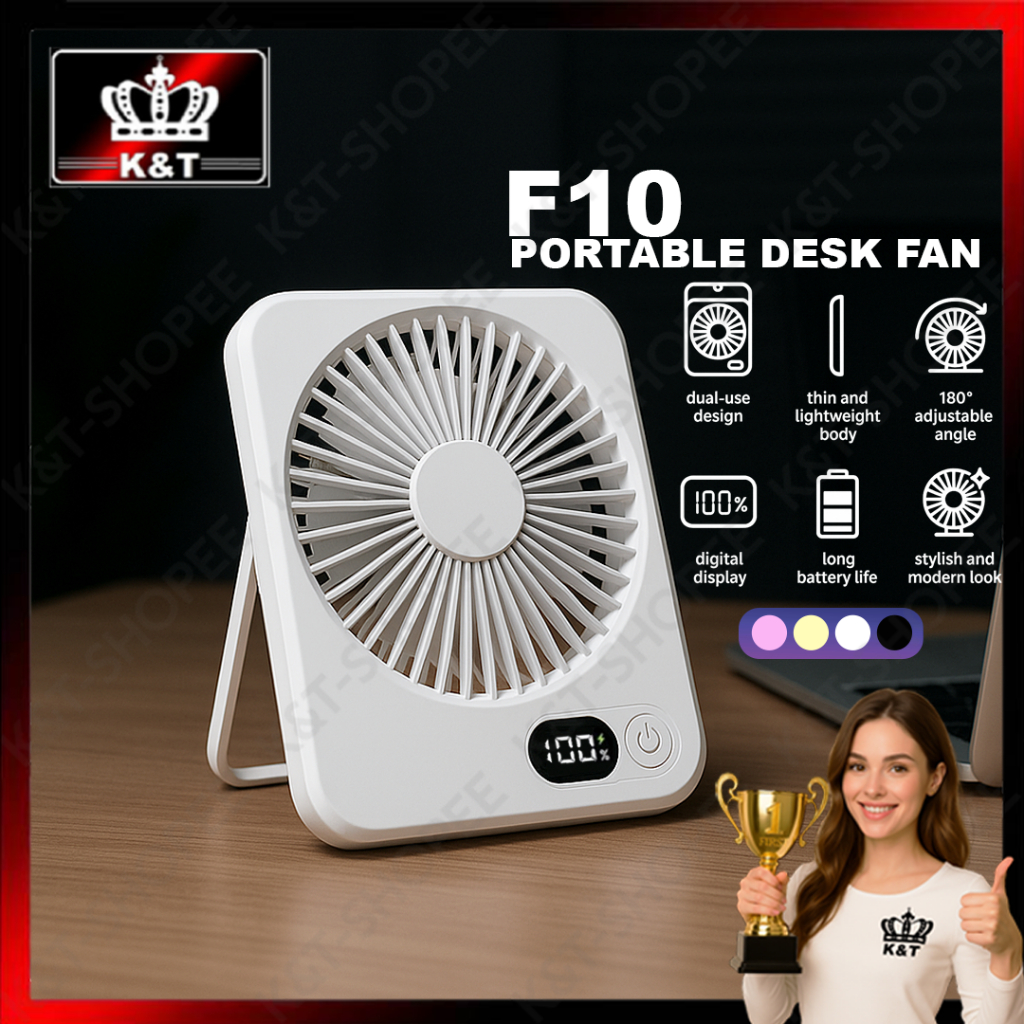 F10 Rechargeable Desktop Fan 2000mAh 5 gear wind speed Lightweight ...