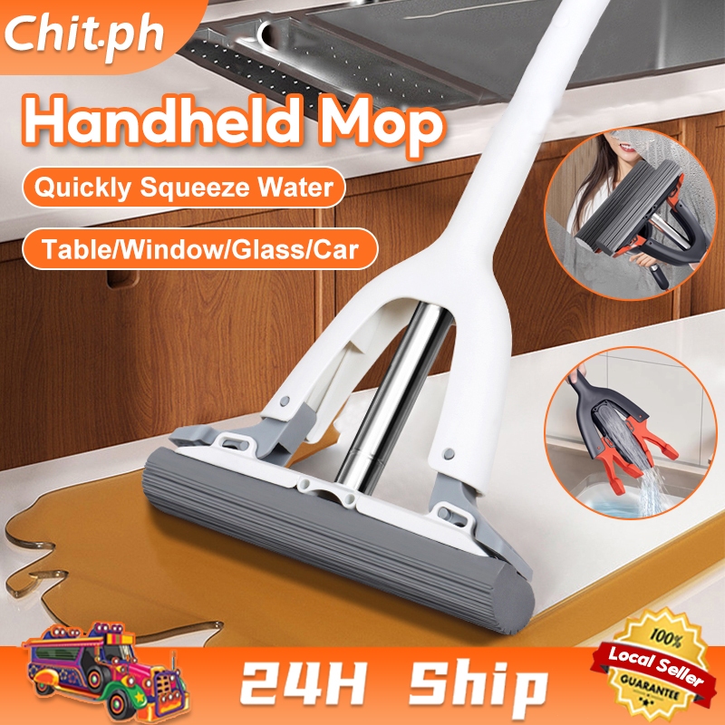 CHIT Handheld Mini Sponge Mop with Squeezer Hand Free Wash Small Map ...