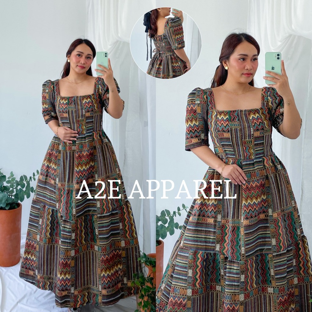 A2E | Bini Dress | Modern Filipiniana Dress Maxi Heritage Aztec Design ...