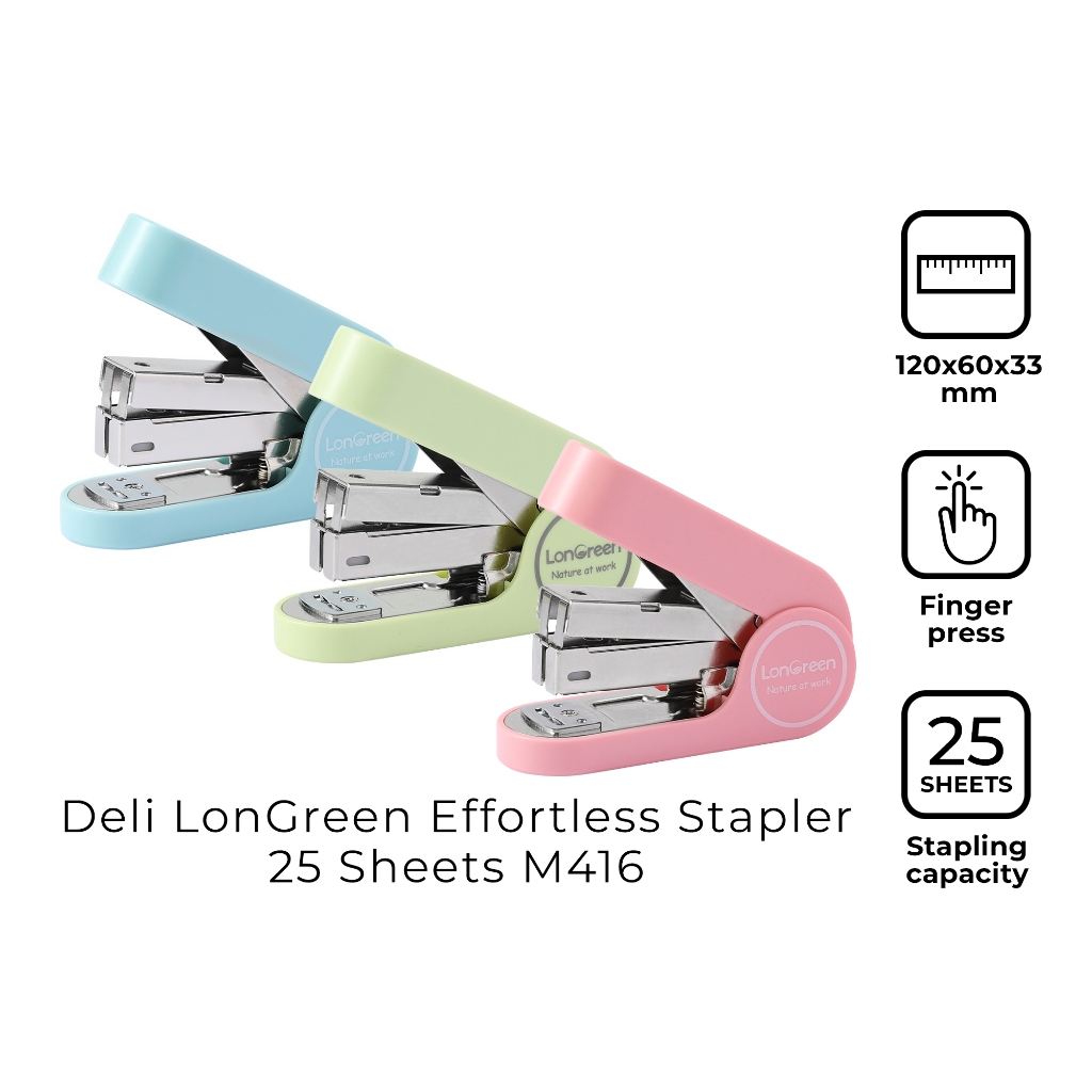 Deli M416 LonGreen Effortless Stapler 25 Sheets | Shopee Philippines