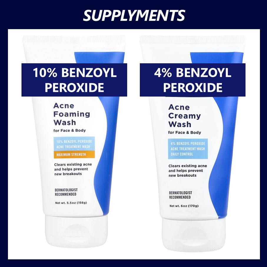 Benzoyl Peroxide Facial Wash (4% Acne Creamy / 10% Foaming) | Shopee ...