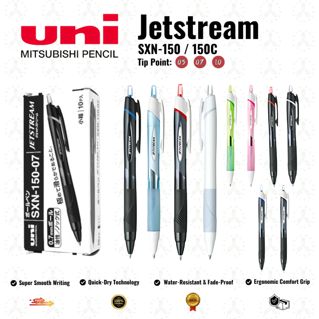 UNI Jetstream Pen – SXN-150 | Smooth & Fast-Drying Ballpen | Uni Super Ink | Fade & Water ...