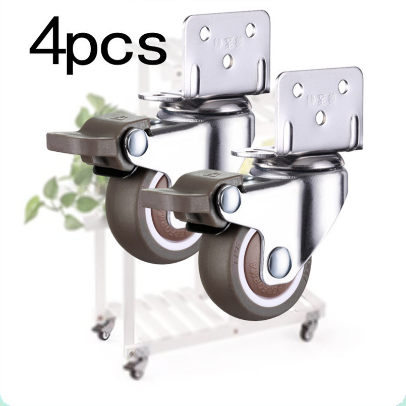 4pcs Universal Heavy Duty Rubber L Type Swivel Caster Wheels With Lock ...
