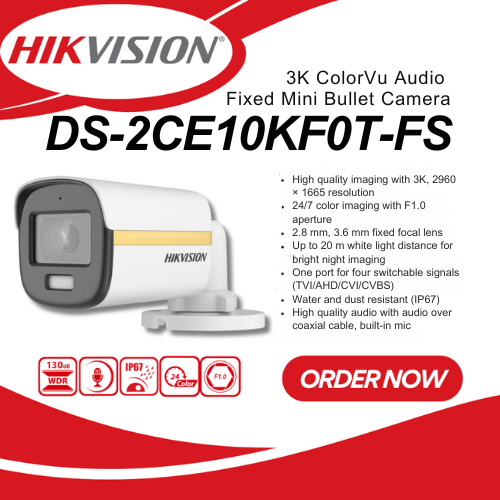 HIKVISION 3K ColorVu Bullet Camera Outdoor CCTV Security Night Vision ...
