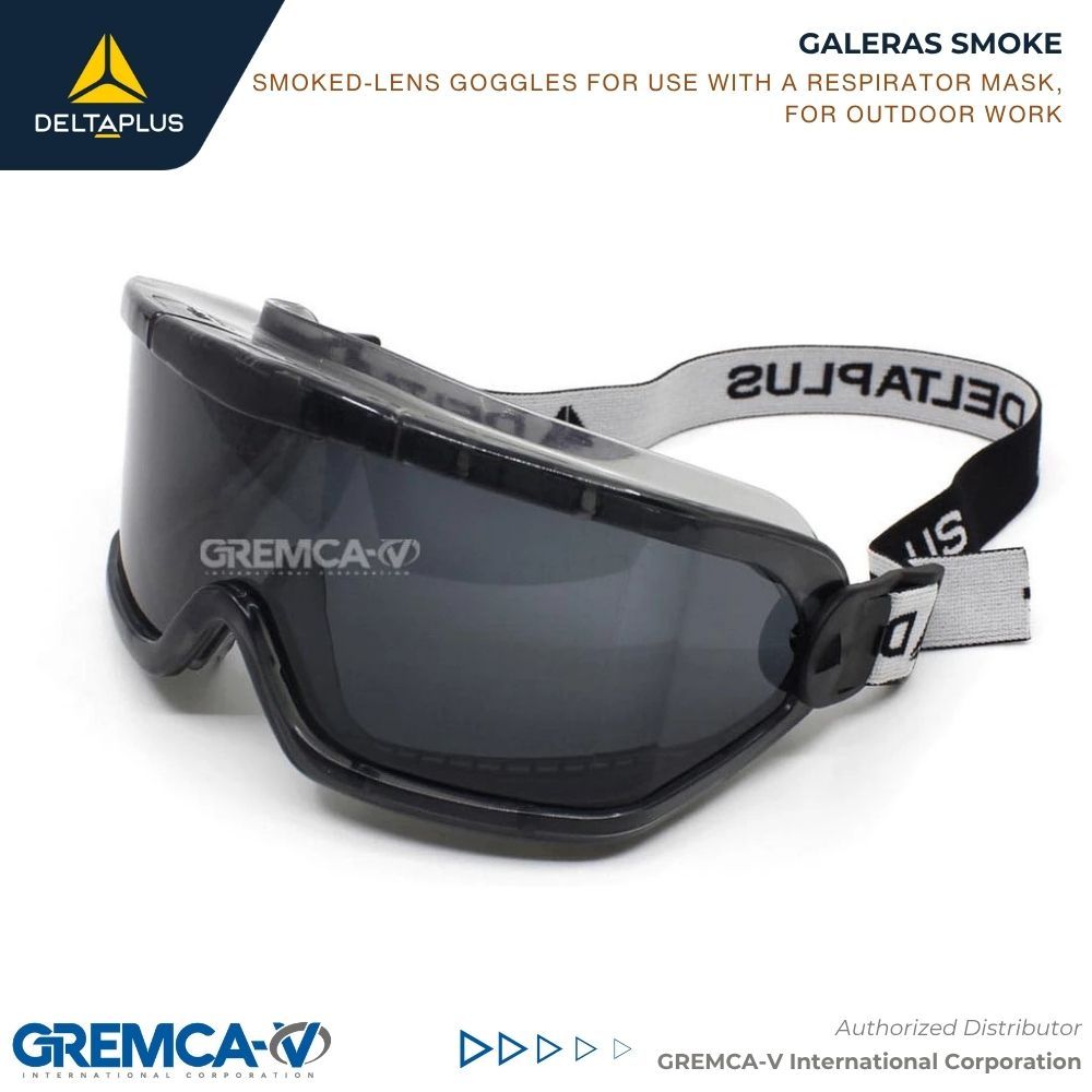 Delta Plus GALERAS SMOKE - Black Safety Goggles Anti Mist Chemical Dust ...