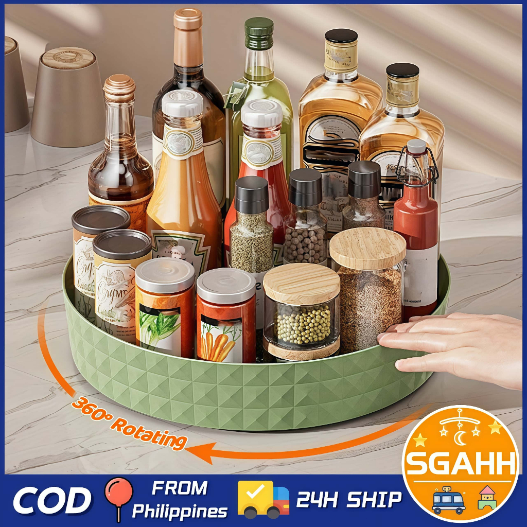 360° Rotating Condiments Organizer Spice Storage Rack Trays Organizer ...
