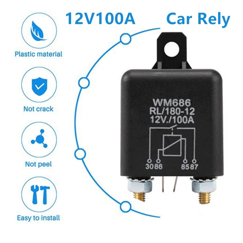 12V 100Amp 4-Pin Heavy Duty ON/OFF Switch Split Charge Relay Black ...