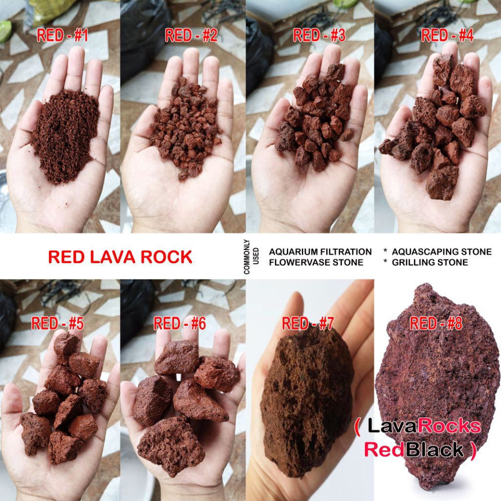 LAVA ROCKS RED FOR AQUARIUM,FLOWERVASE STONE & GRILLING STONE ( 1KG ...