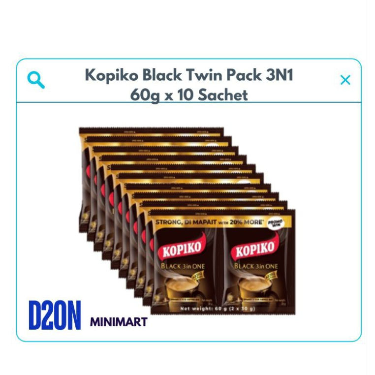 Kopiko Black - Twin Pack 3-in-1 Coffee Mix (60g x 10 Sachets) | Shopee Philippines