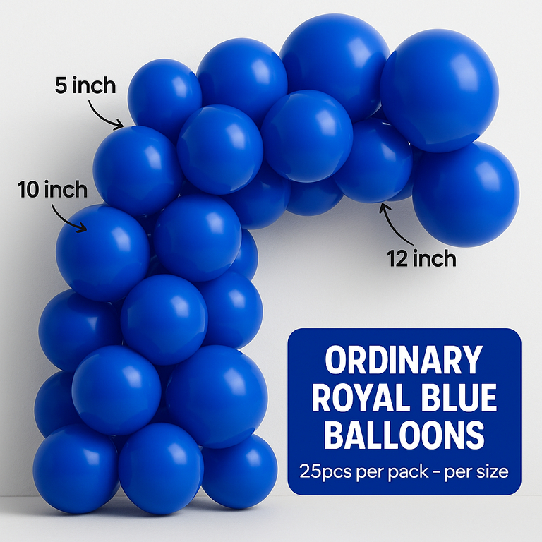 DARK ROYAL BLUE (ORDINARY) Balloons – 25pcs Pack | 5", 10", 12" Sizes ...