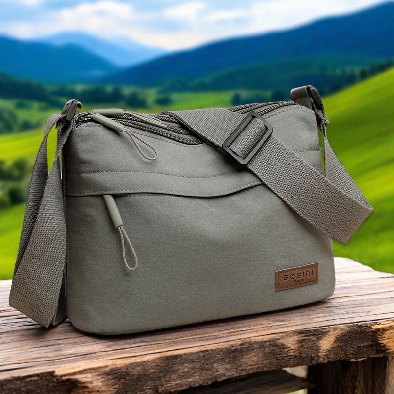 Simple Waterproof Zipper Cros Bag Nylon Messenger Bag Adjustable Strap ...