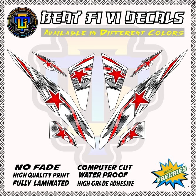 Honda Beat Fi V1 Rising Star White Series Decals - High Quality Print ...