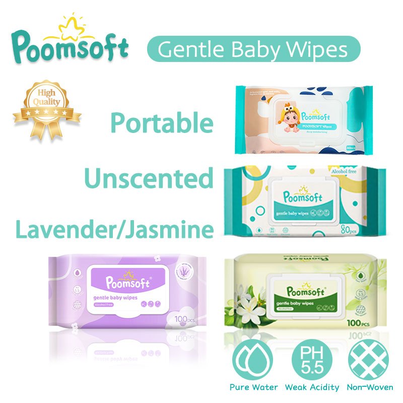 Poomsoft Lavender/Jasmine/Unscented Baby Wipes No-Alcohol Gentle Wipes ...