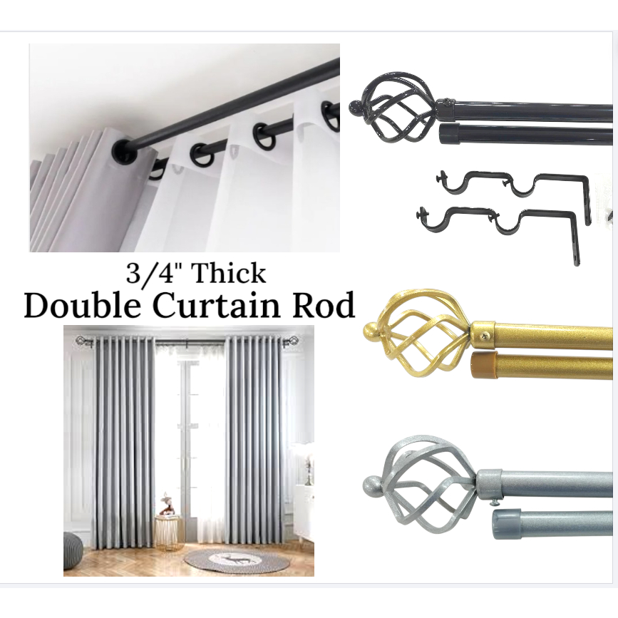 Extendable Adjustable Double Curtain Rod Set Thick Modern Curtain Rod ...