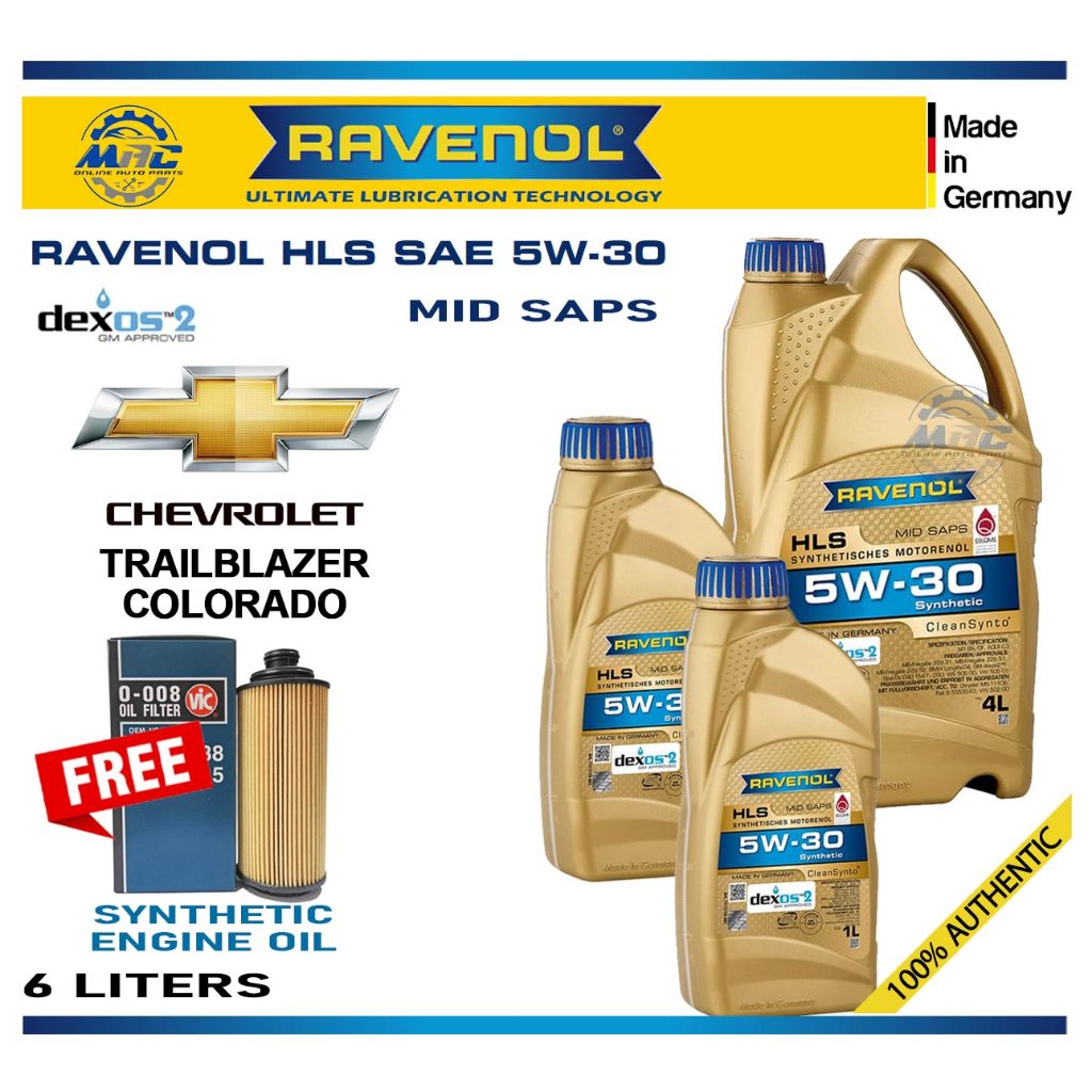RAVENOL HLS 5W30 DEXOS 2 LITERS FOR CHEVROLET TRAILBLAZER , COLORADO ...
