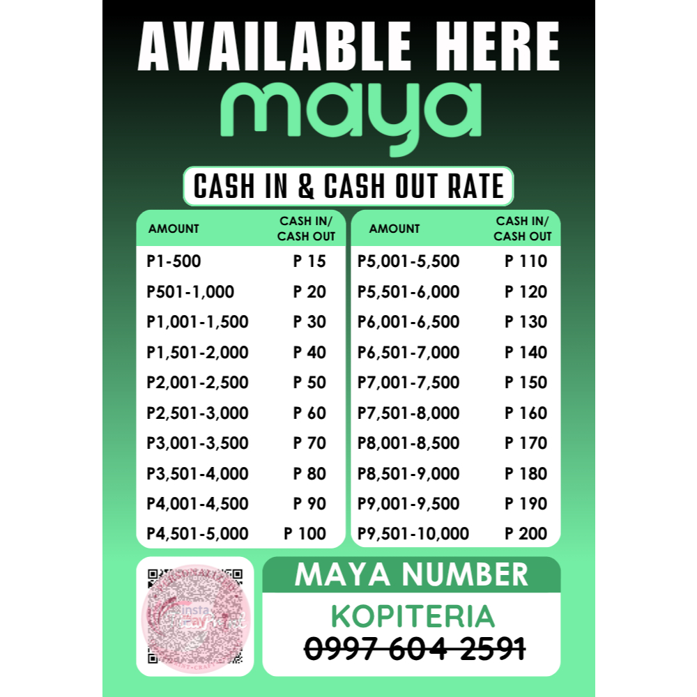 MAYA Signage Cash in Cash out Rate with Qr code Laminated Makapal ...