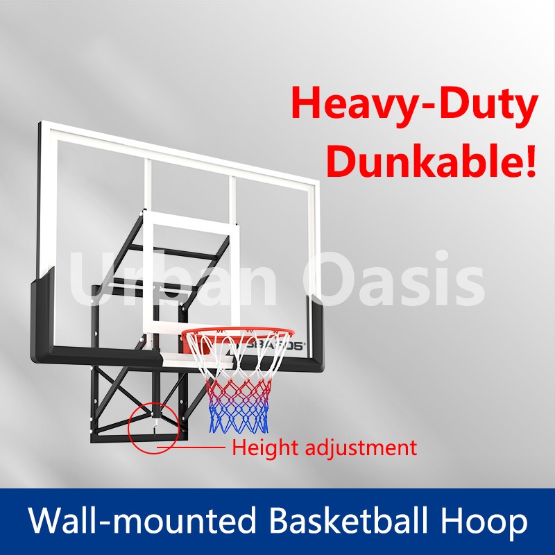 Heavy Duty Wall-Mounted Basketball Hoop - Standard Board, Sturdy and ...