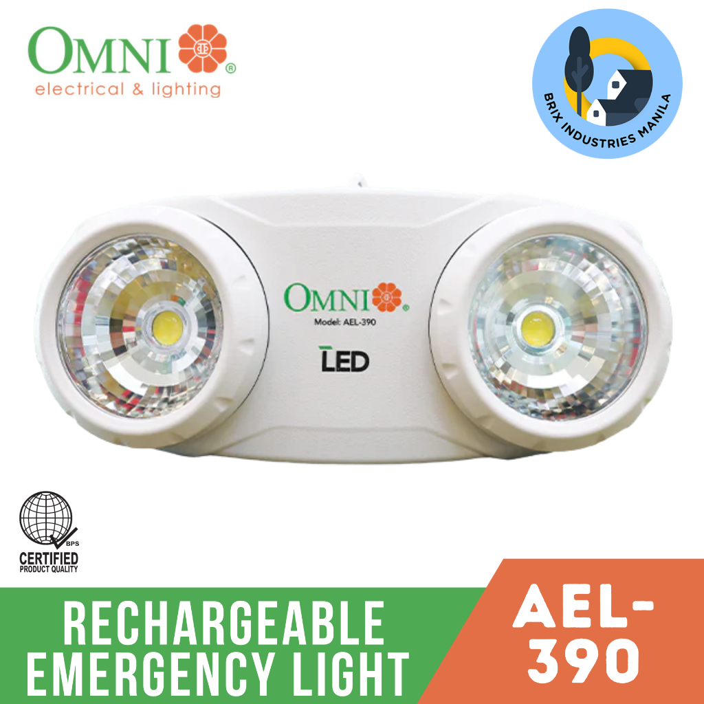 Omni Automatic Emergency Light AEL-390 LED Swivel Head with Overcharging Protection System Brix ...