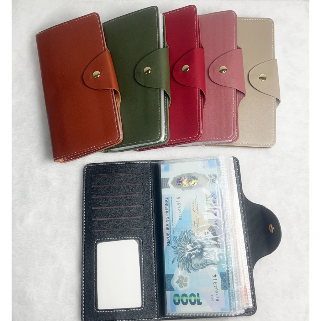 Upgrade】Long wallet unisex money Organizer Leather book type 100 bills ...