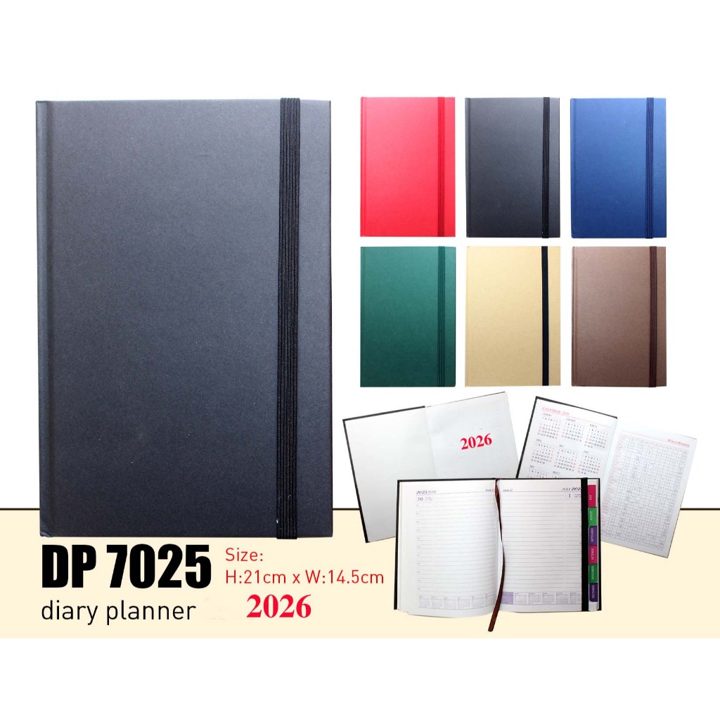 Diary 2026 DP-7025 Hardbound Daily Planner with Strap | Shopee Philippines