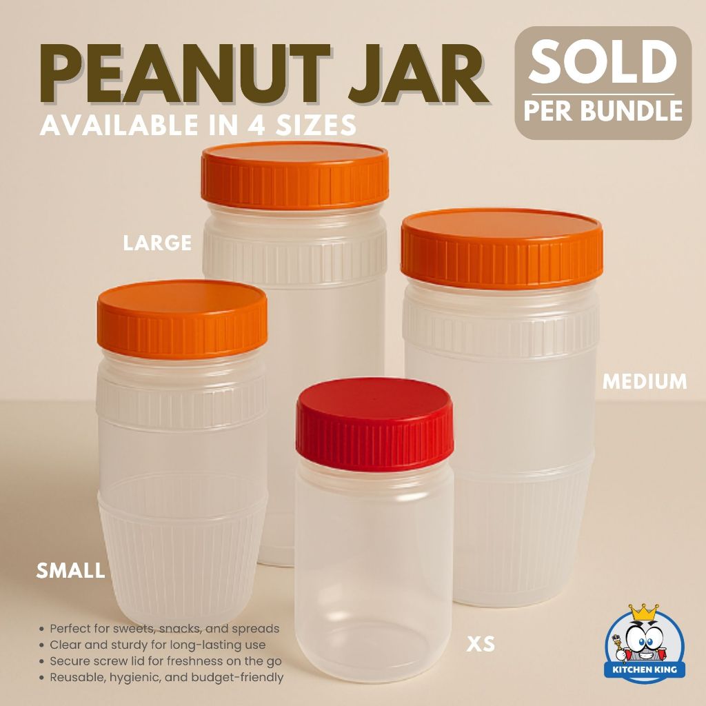 Peanut Butter Jar | Plastic Jar with Lid [ XS, S, M, L ] Snacks ...