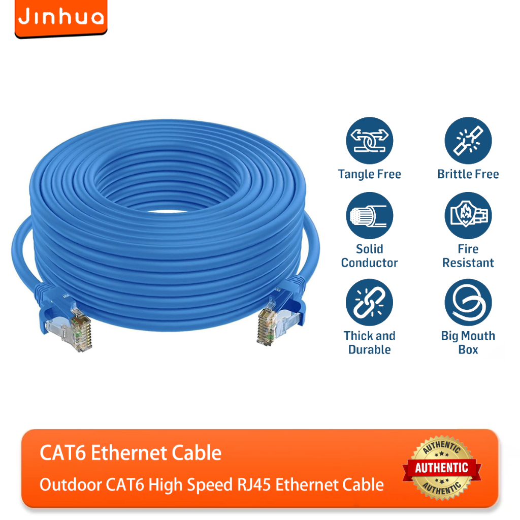 JINHUA 10M-50M CAT 6 Ethernet Cable CCA Outdoor Waterproof Network ...