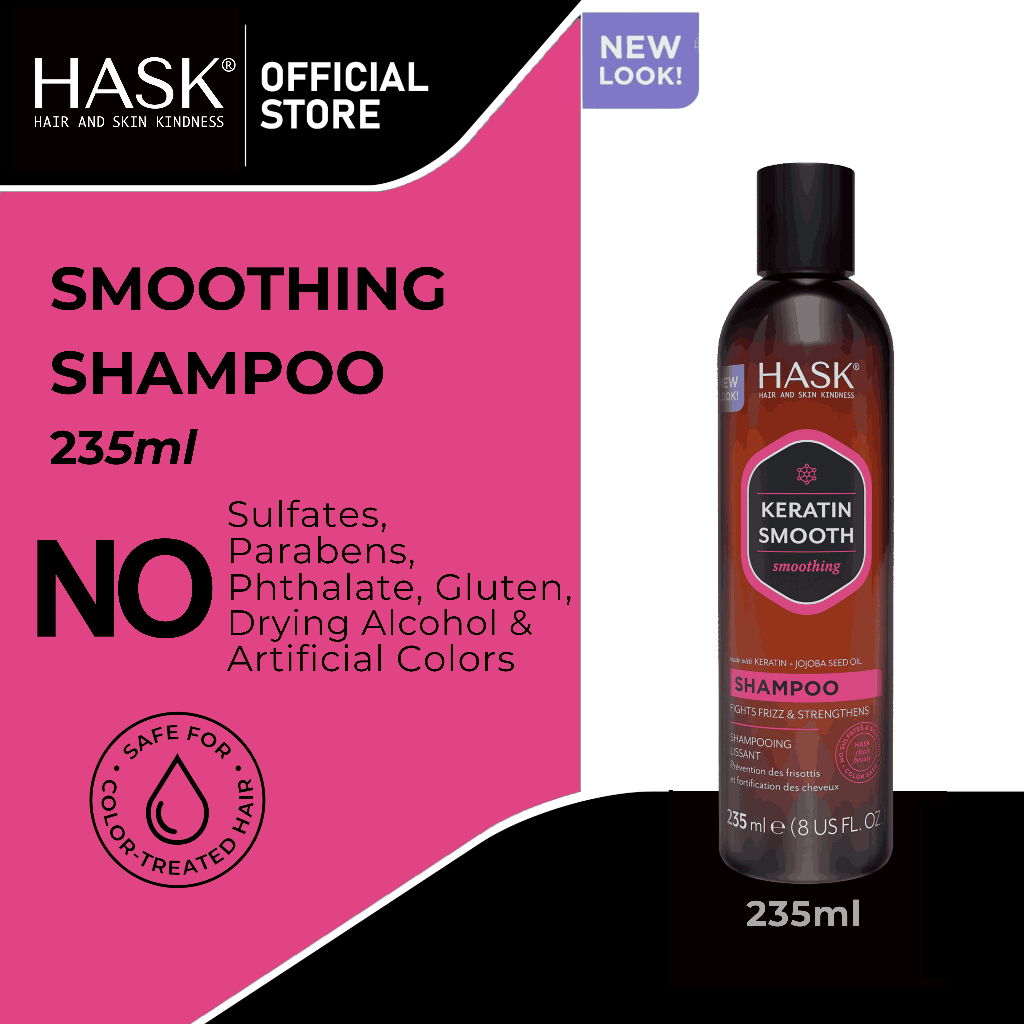 Hask Keratin Protein Smoothing Shampoo Medium Size (235 ml) | Shopee ...