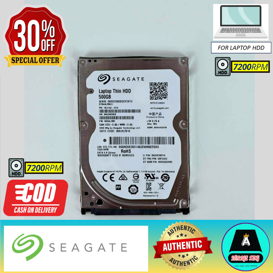 500GB SEAGATE LAPTOP THIN SLIM 7200RPM 2.5 HDD 6Gb/s INTERNAL FOR ...