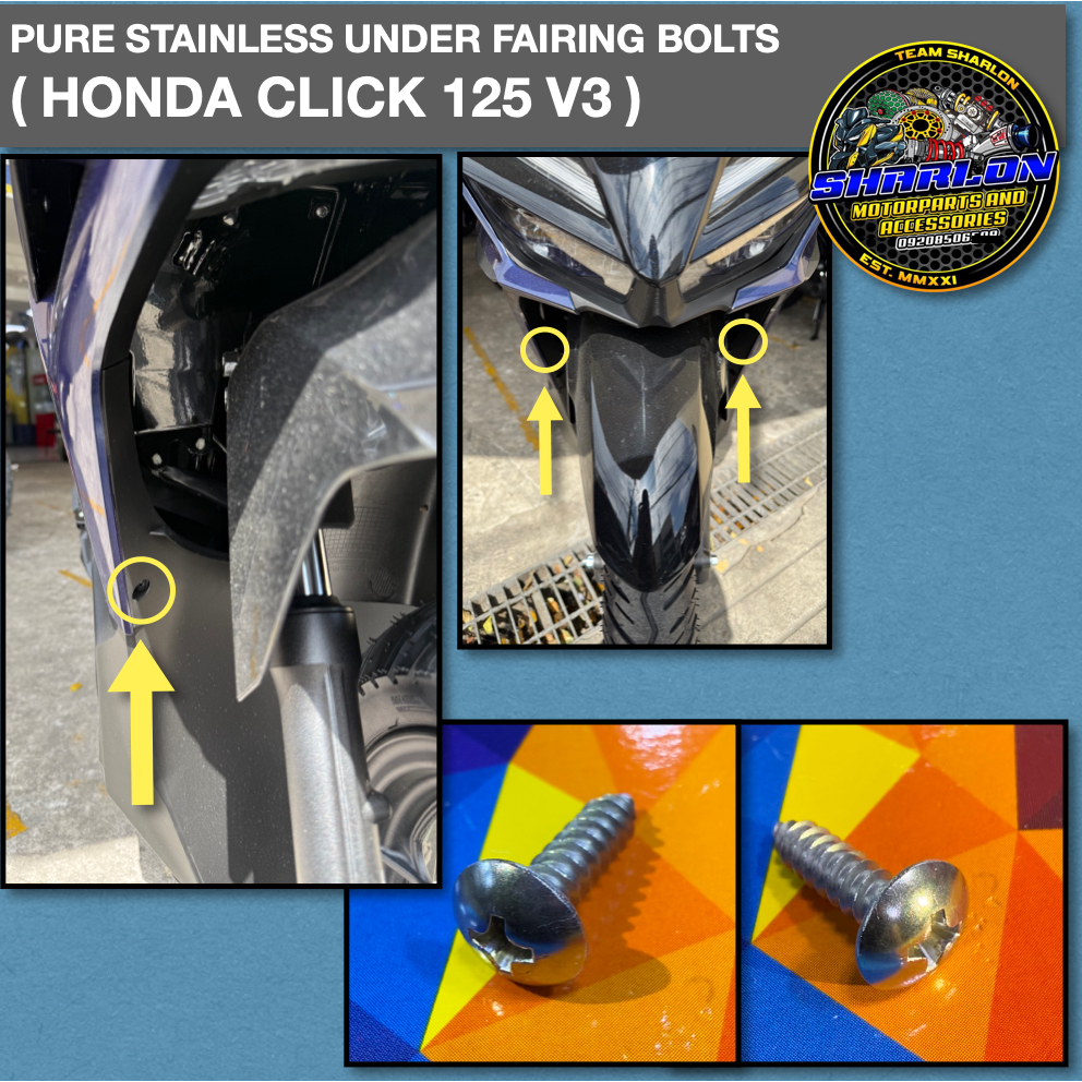 Pure Stainless Steel Under Fairings Body Bolts for HONDA CLICK 125 V3 ...