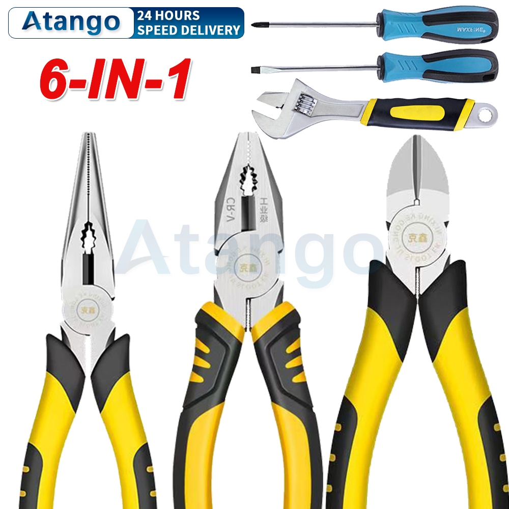 6PCS 6 Inches Heavy Duty Pliers Tool Set Road Work Pliers Combination ...