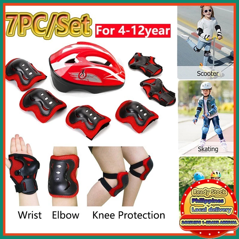 7Pcs Kids Safety Gear Set with Helmet and Protective Pads For Bike ...
